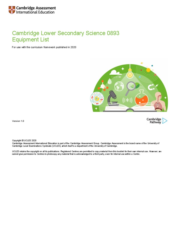 Cambridge Lower Secondary Science Equipment List - tcm143-595698 | PDF
