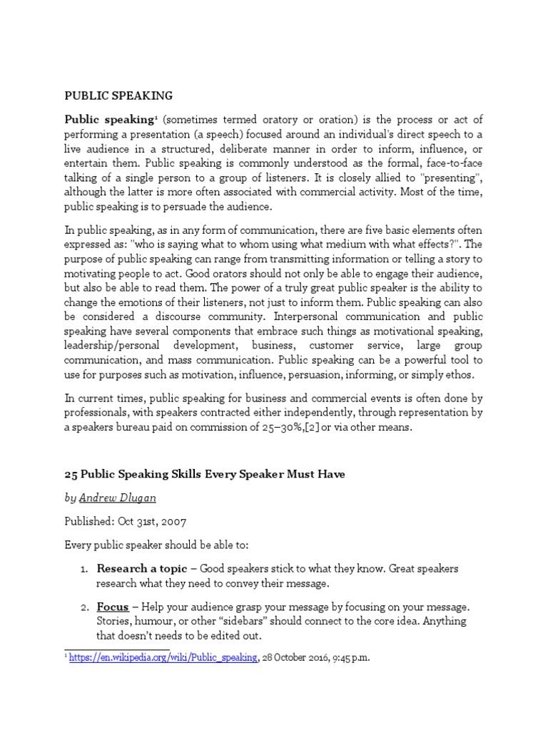 Public Speaking Skills | PDF