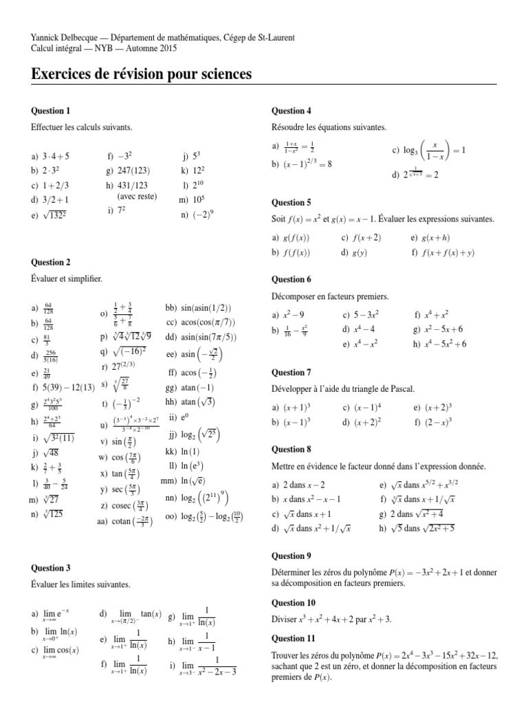 Exercices Recapitulatifs NYB | PDF