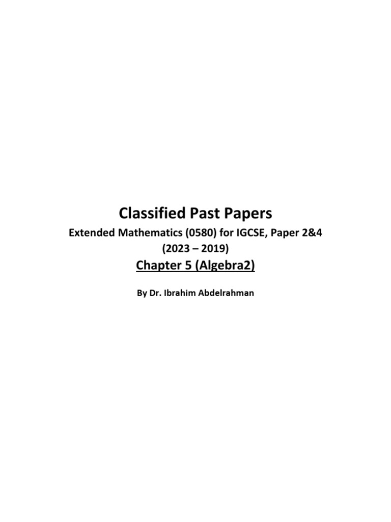 IGCSE Extended Maths Algebra Past Papers | PDF