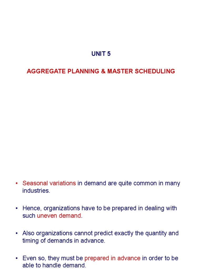 Master-Scheduling Aggregate Planning | PDF | Business