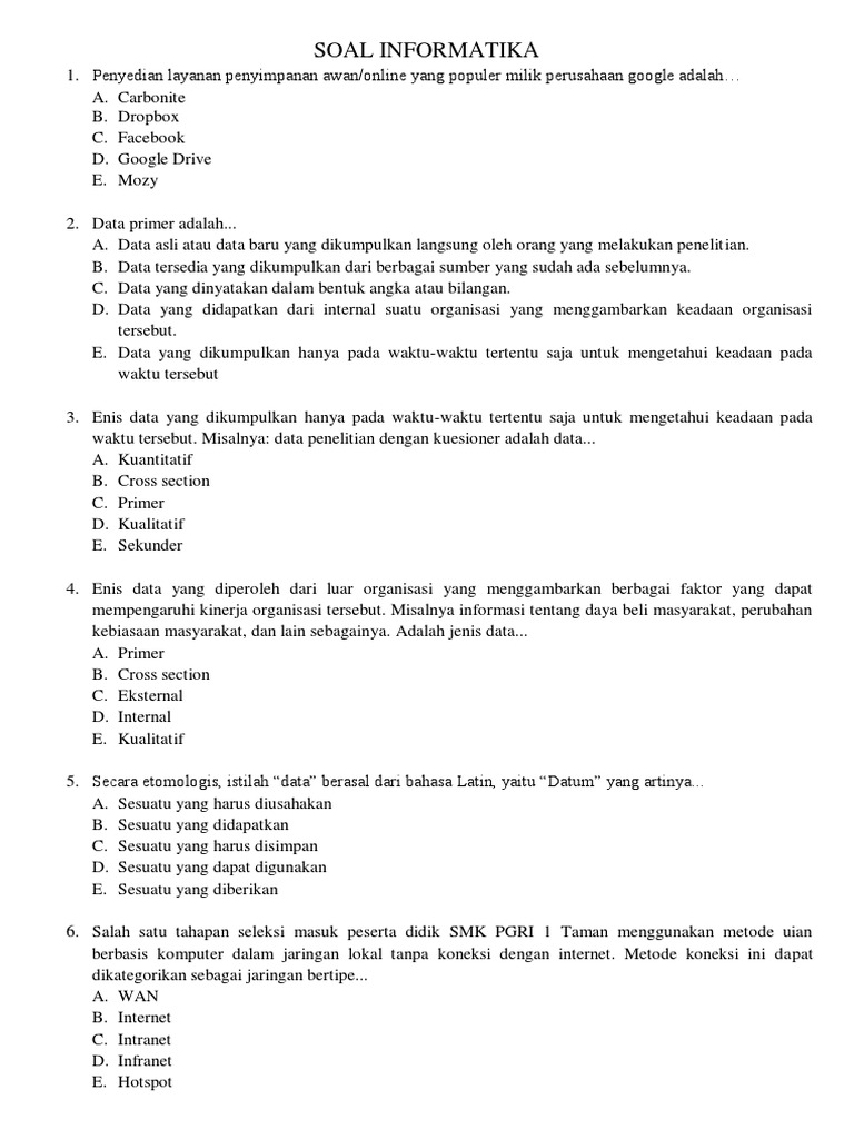 Soal Informatika Latihan Siswa | PDF