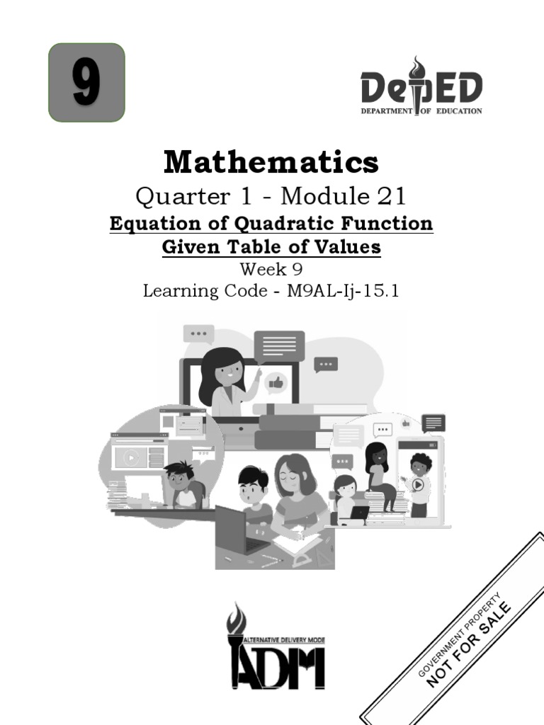 Math9 Quarter1 Module21 FINAL-V3-1 | PDF | Quadratic Equation | Equations