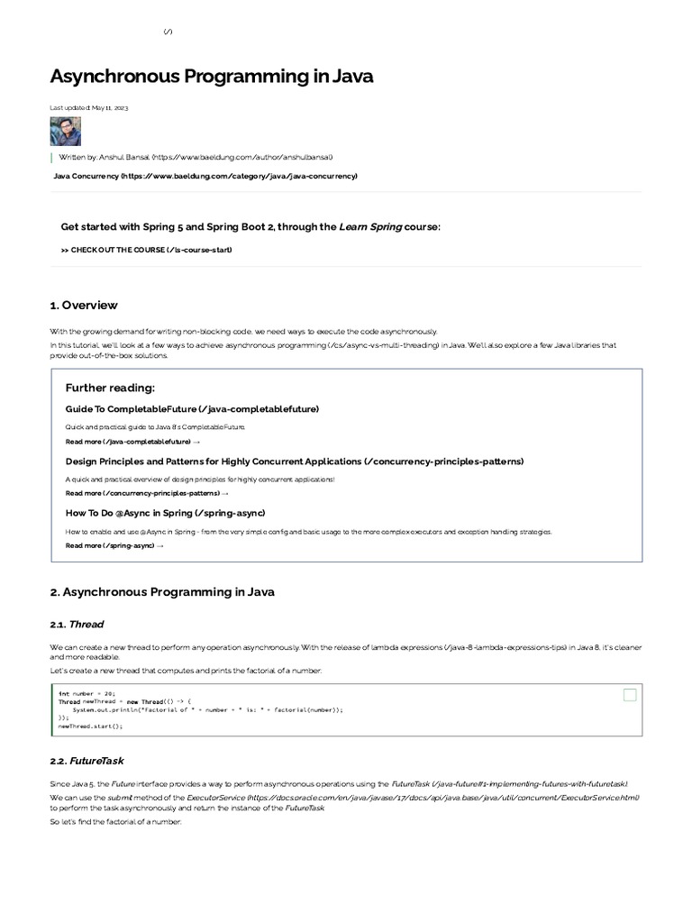 Asynchronous Programming In Java Baeldung Pdf Method Computer Programming Component 6331