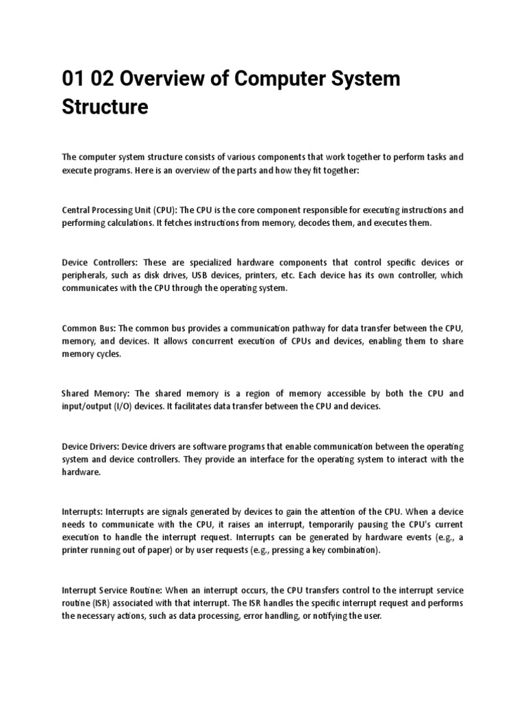 01 02 Overview of Computer System Structure | PDF | Input/Output ...