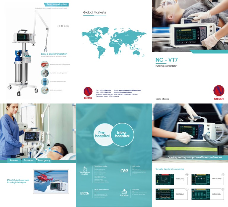 Brosur Nicosh Emergency and Transport Ventilator NC-VT7 | PDF | Medical Treatments | Medical ...