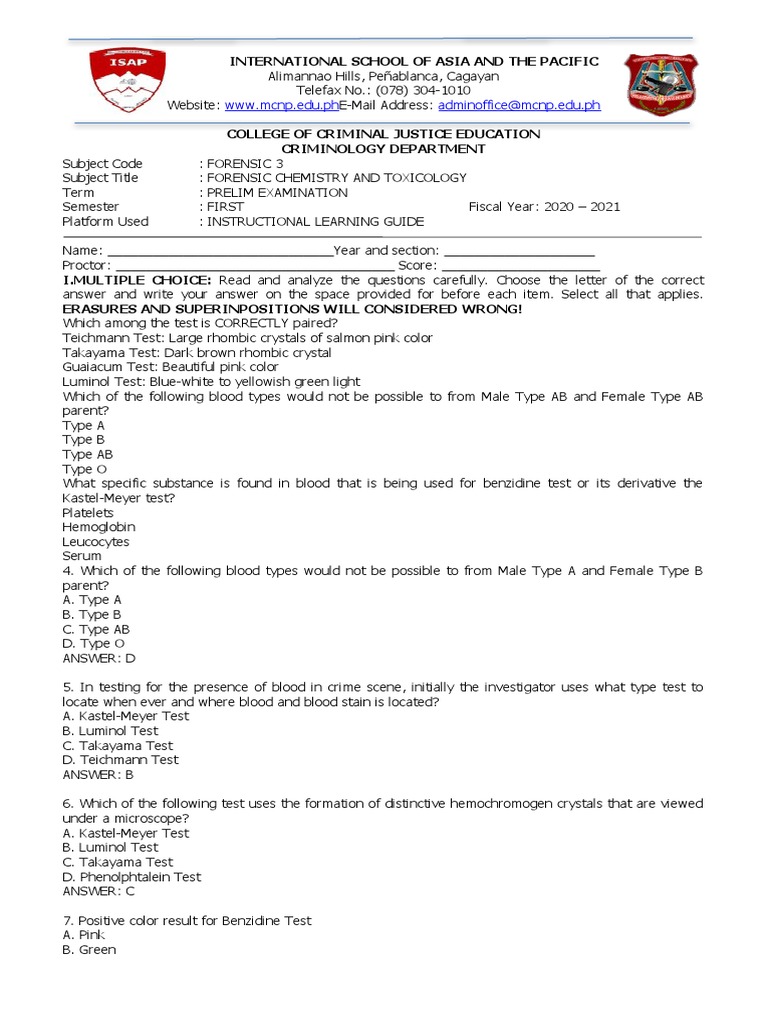 Takayama Test in Forensic Chemistry | PDF