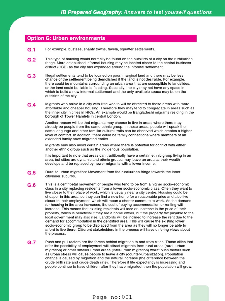 IB Geography Urban Environments | PDF | Politics