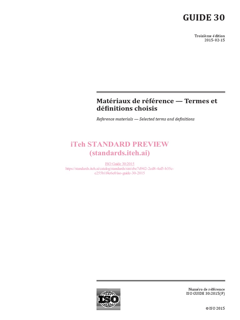 ISO Guide 30-2015 (3 Sur 8 Pages Français) | PDF