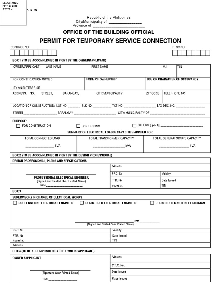 Permit For Temporary Service Connection | PDF