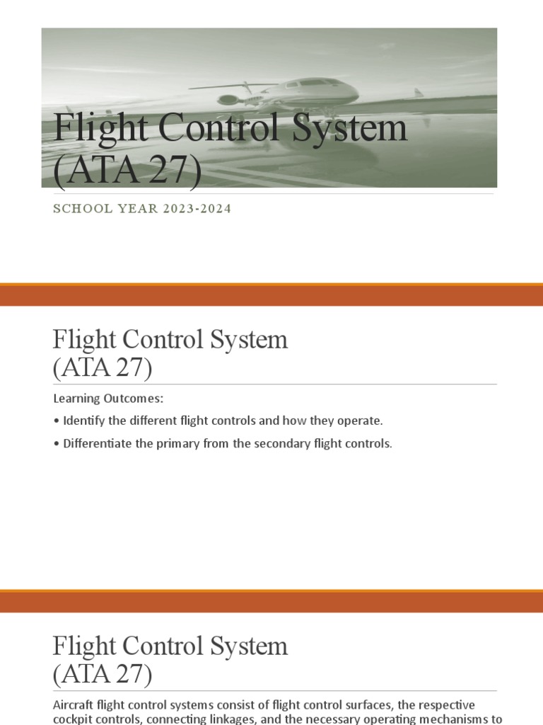 Flight Control System (ATA 27) : SCHOOL YEAR 2023-2024 | PDF | Flight Control Surfaces | Flap ...