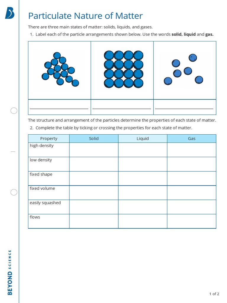 KS3 Particulate Nature of Matter Differentiated Homework Worksheet LA | PDF
