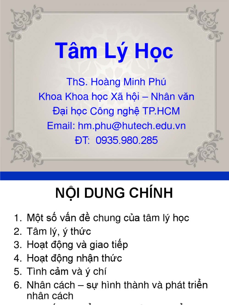Bai 1 - Mot So Van de Chung Cua Tam Ly Hoc | PDF