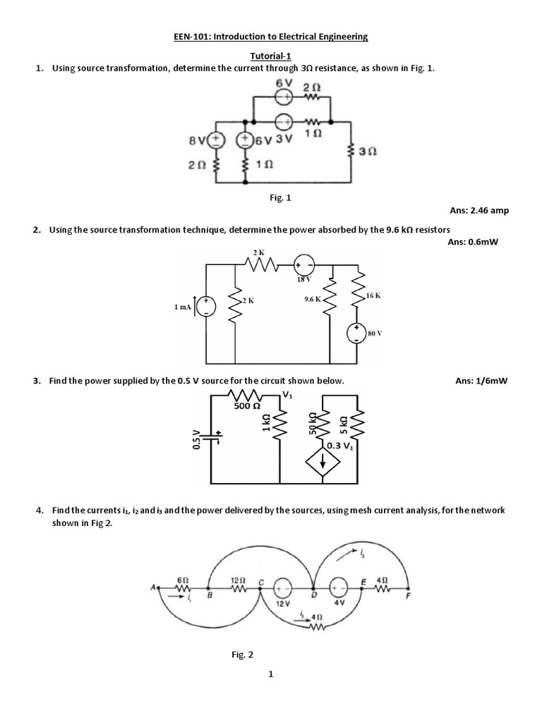 Tut 1 | PDF | Electrical Network | Resistor