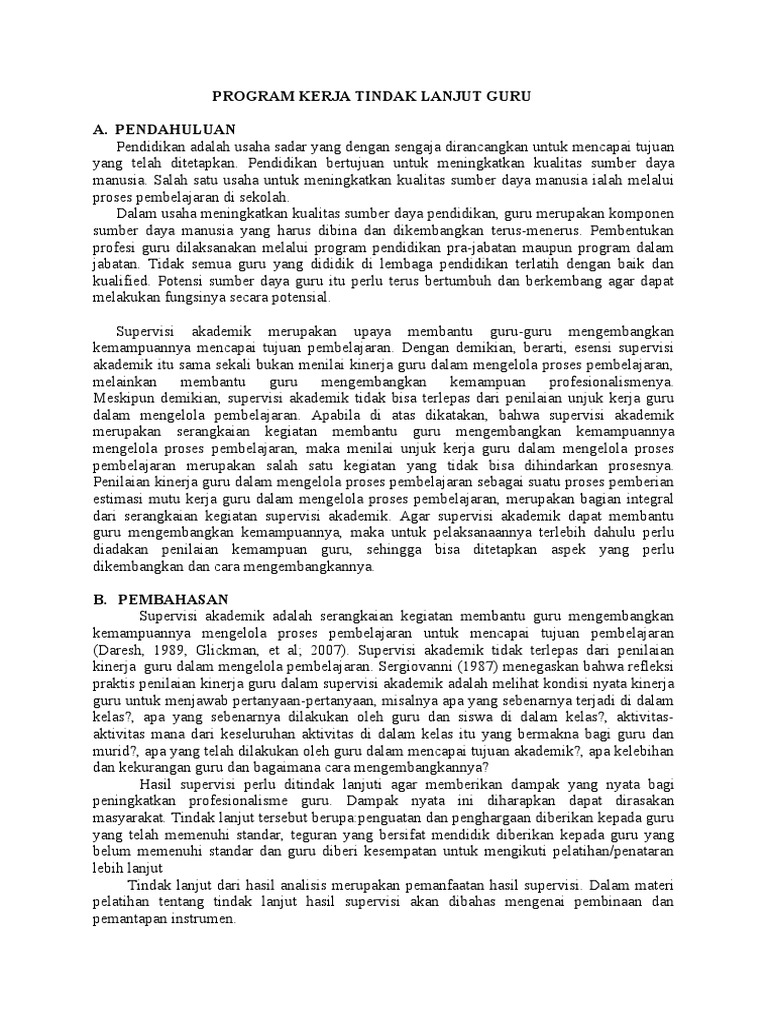 Program Kerja Tindak Lanjut Guru | PDF