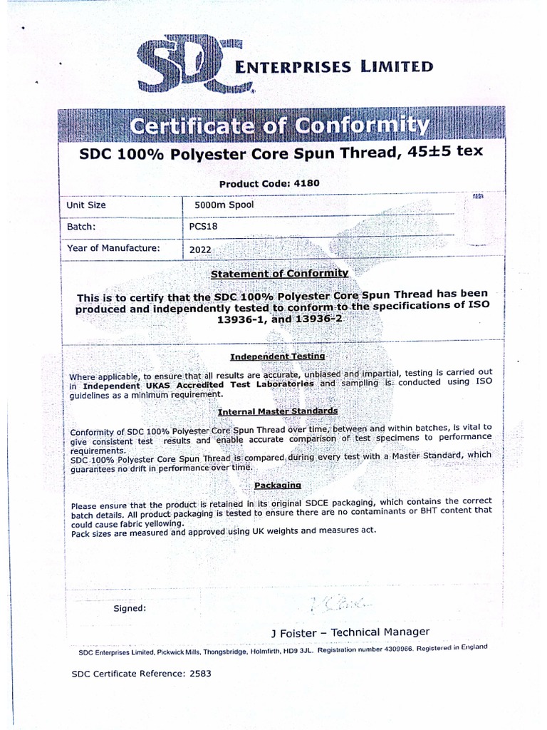 Certificate of Conformity | PDF