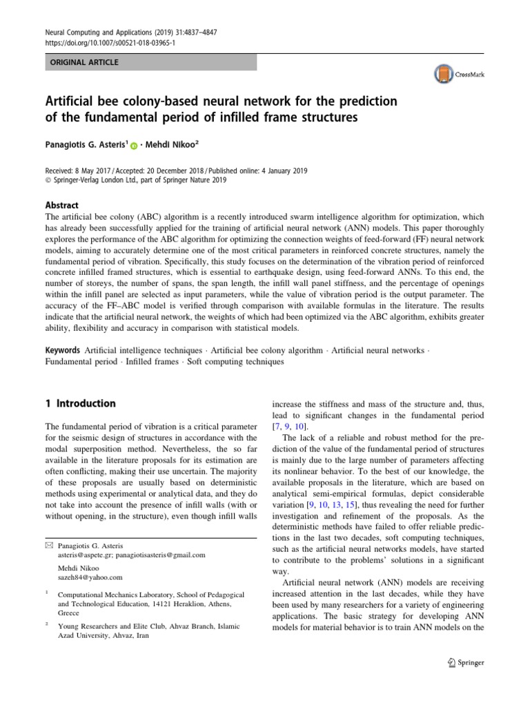 Artificial Bee Colony-Based Neural Network For The Prediction of The Fundamental Period of ...