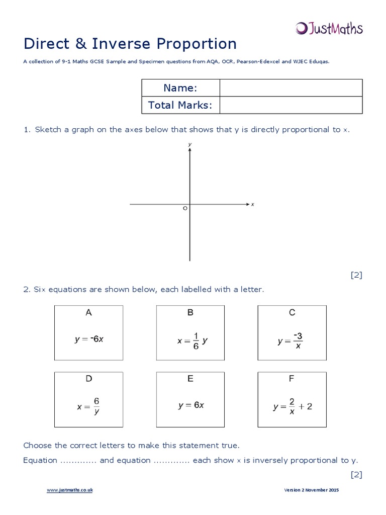 Ratio F Direct Inverse Proportion v2 | PDF | Science & Mathematics