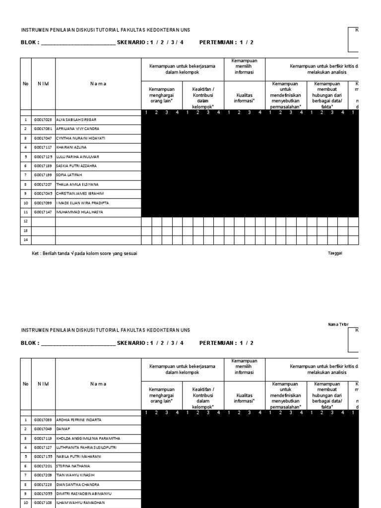 RUBRIK-PENILAIAN-TUTORIAL - Daring1 | PDF