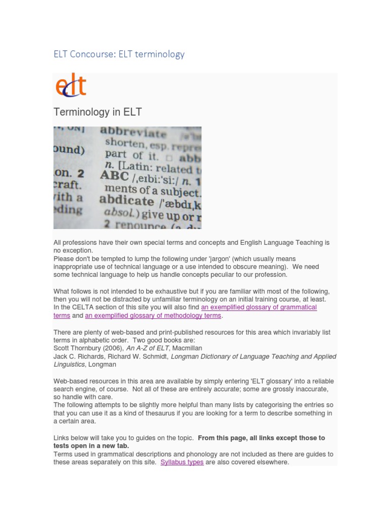 ELT Terminology | PDF
