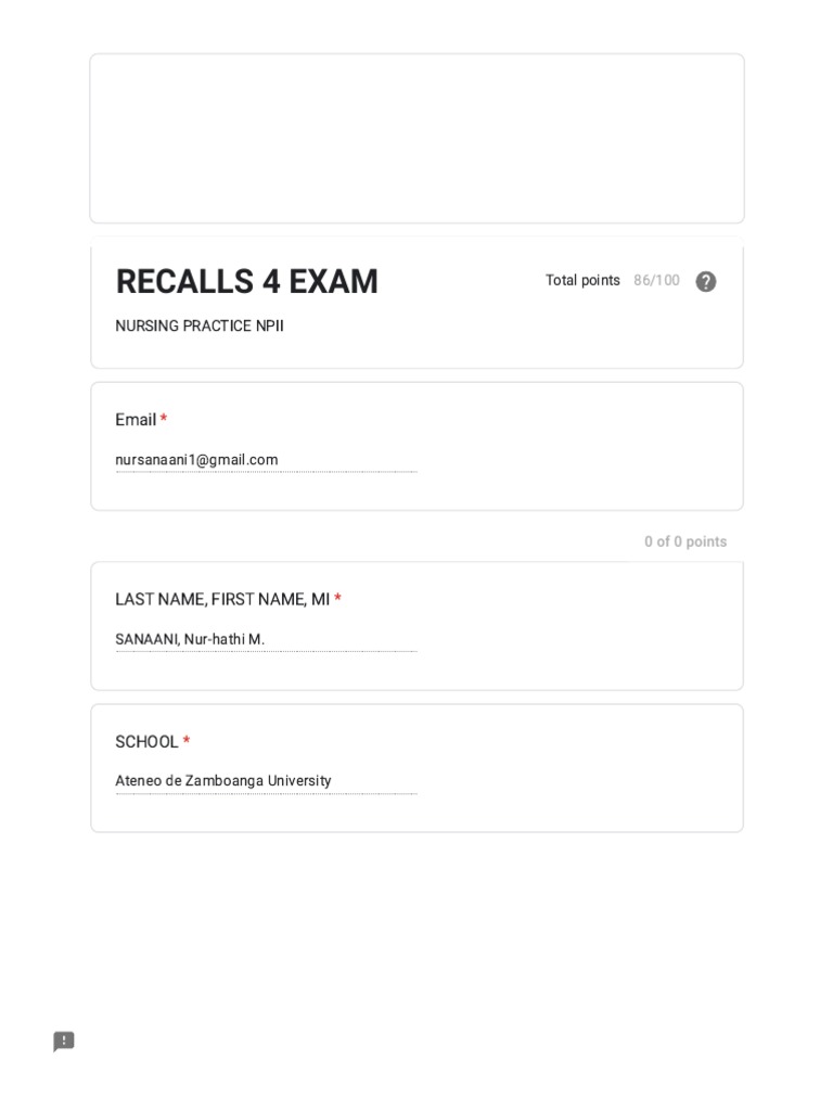 Recalls 4 Exam: Nursing Practice Npii | PDF | Self-Improvement | Wellness