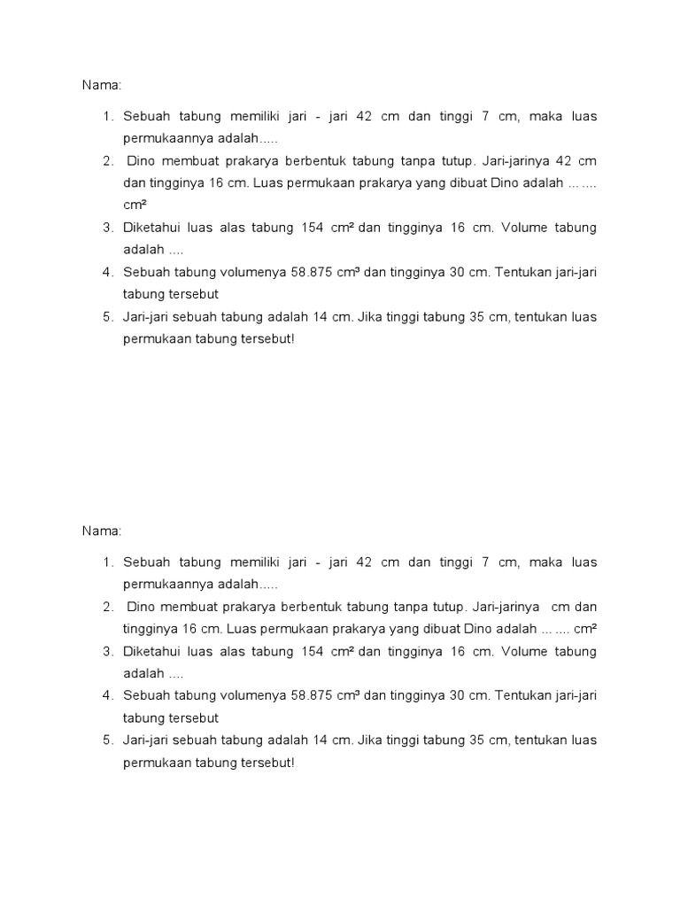 Soal Tabung | PDF
