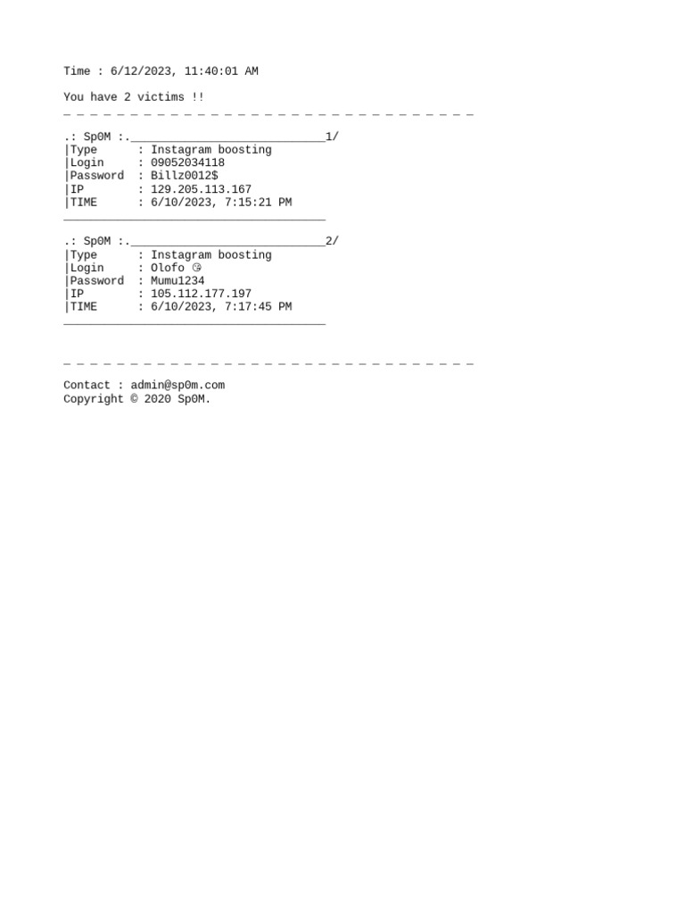 Sp0m Victims (2023 - 6 - 12) | PDF