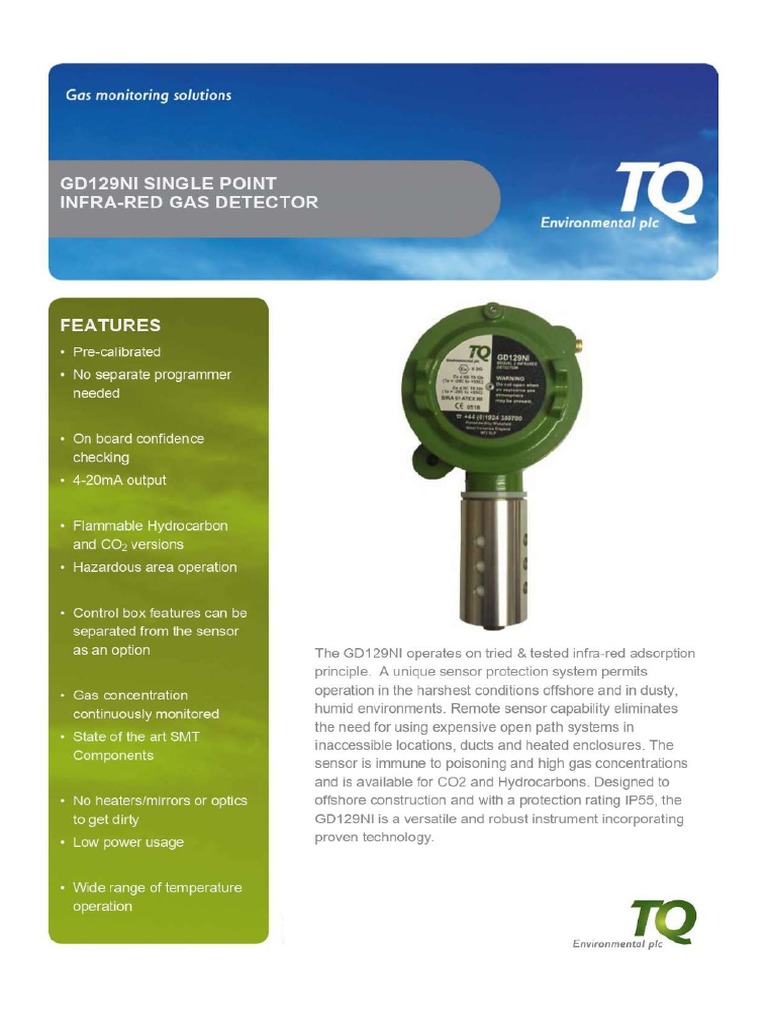GD129NI Single Point Infra Red Gas Detector | PDF