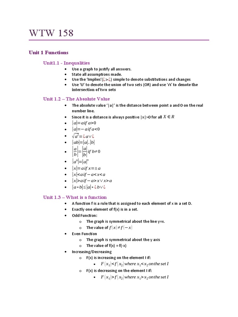 WTW 158 - Calculus 1 Class Notes | PDF | Logarithm | Function (Mathematics)