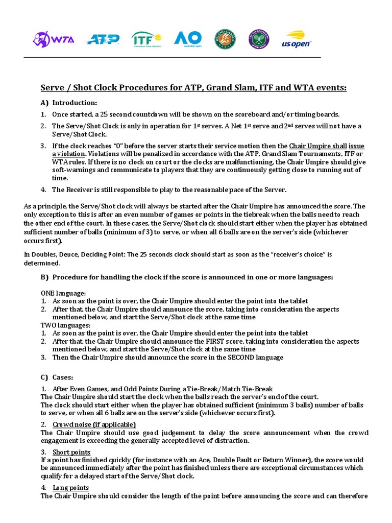 Serve Shot Clock Procedures 2023 | PDF