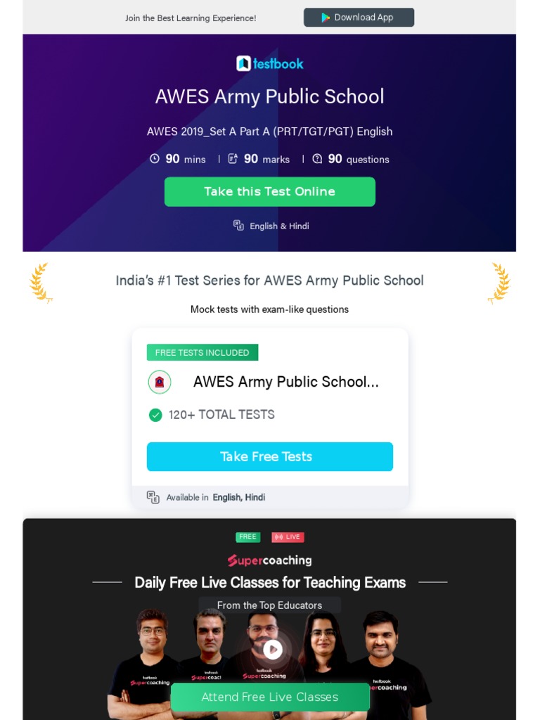 AWES 2019 - Set A Part A (PRT - TGT - PGT) English | PDF