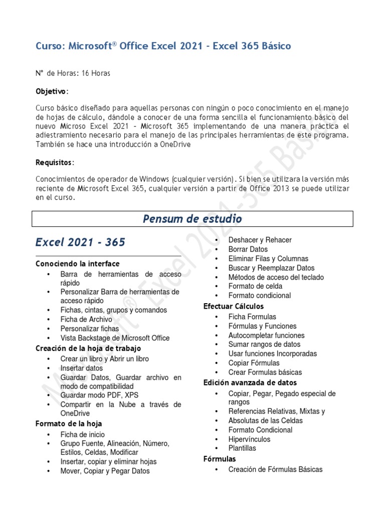 Excel 2021 - 365 Basico Ver 2 | PDF Excel 2021 - 365 Basico Ver 2 | PDF