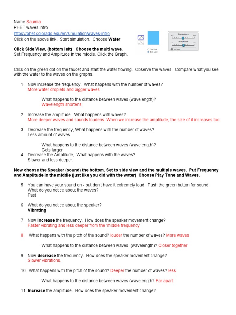 PHET Waves Intro | PDF