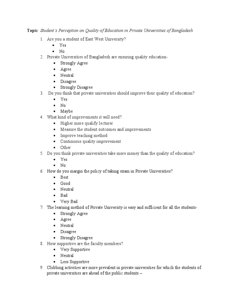 SAMPLE Questionnaire | PDF | University | Behavior Modification