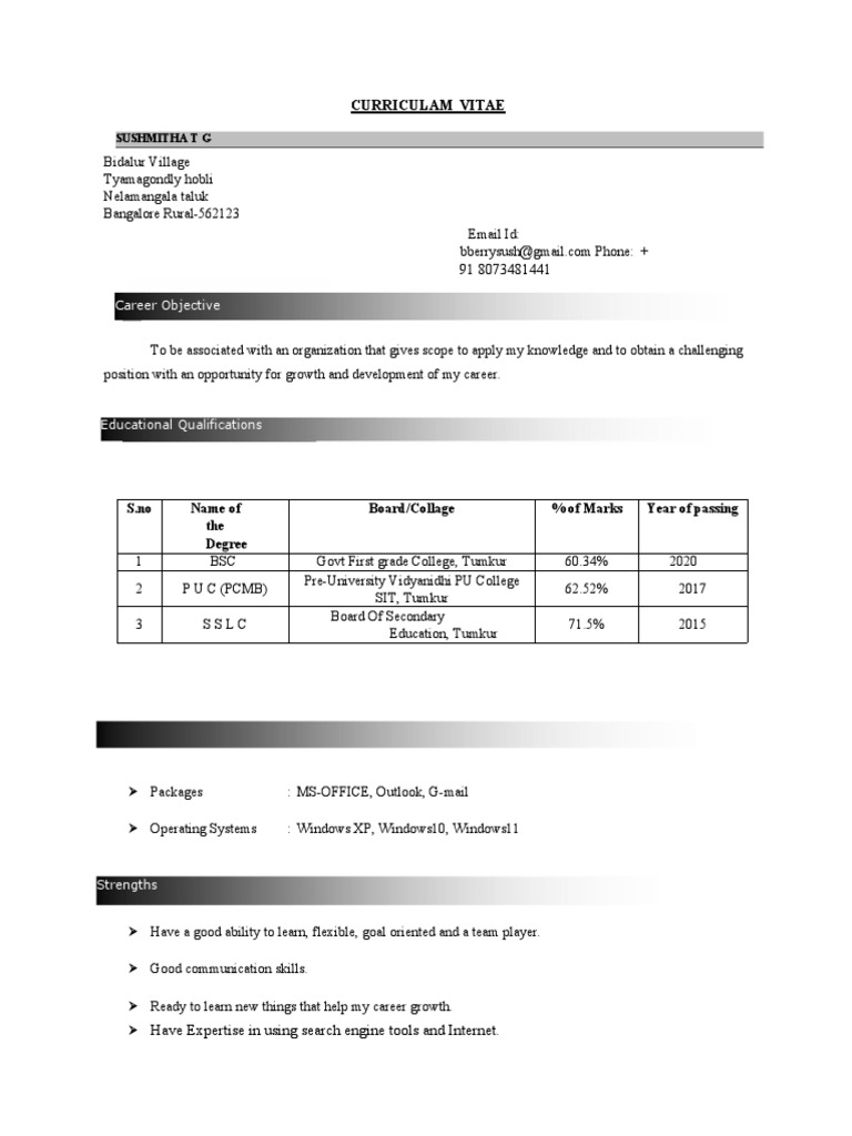 Sushmitha Resume | PDF | Computing Sushmitha Resume | PDF | Computing