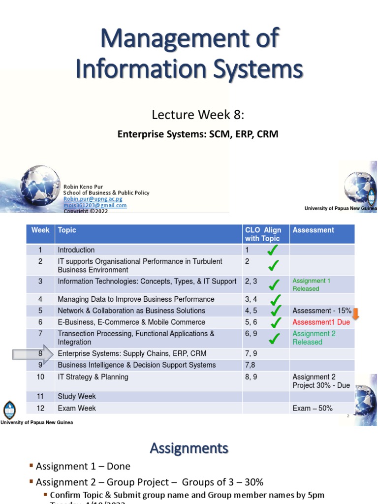 Week8-Lecture - MoIS - Enterprise Systems Supply Chains, ERP, CRM - T3 2022 | PDF