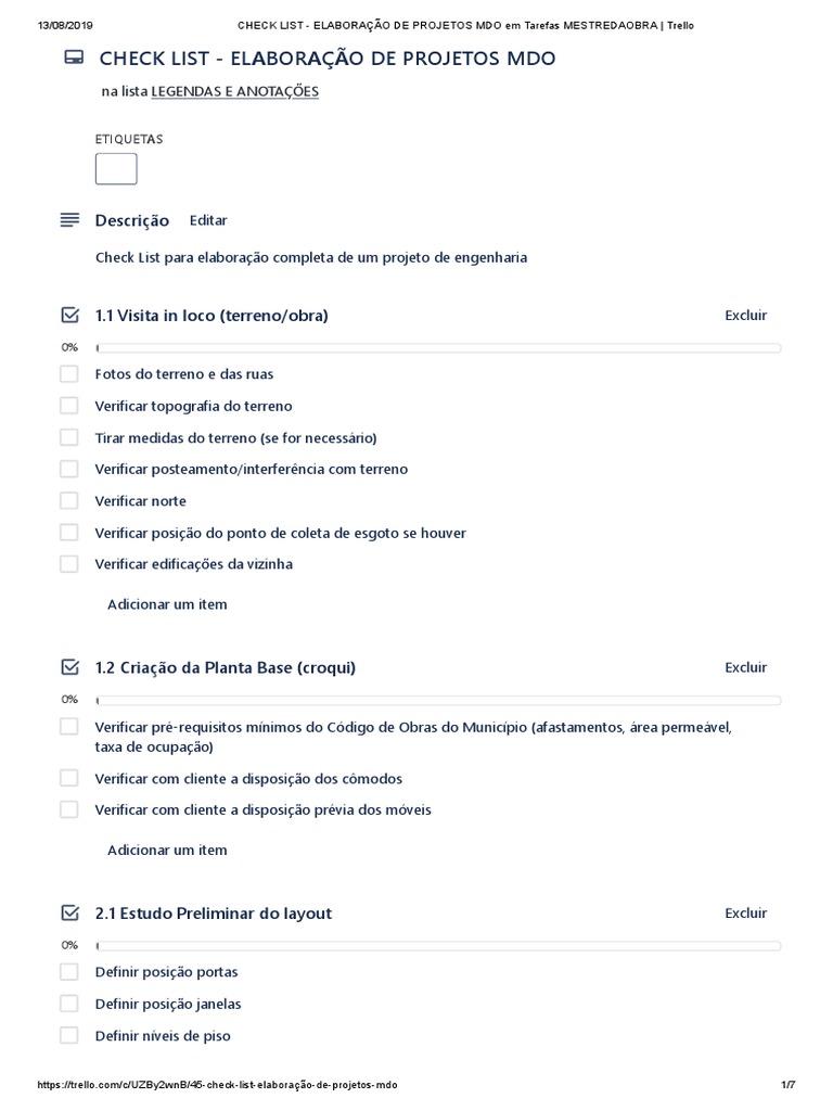 CHECK_LIST_ELABORAÇÃO_DE_PROJETOS | PDF