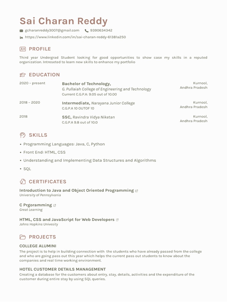 Sai Charan Reddy Resume | PDF Sai Charan Reddy Resume | PDF