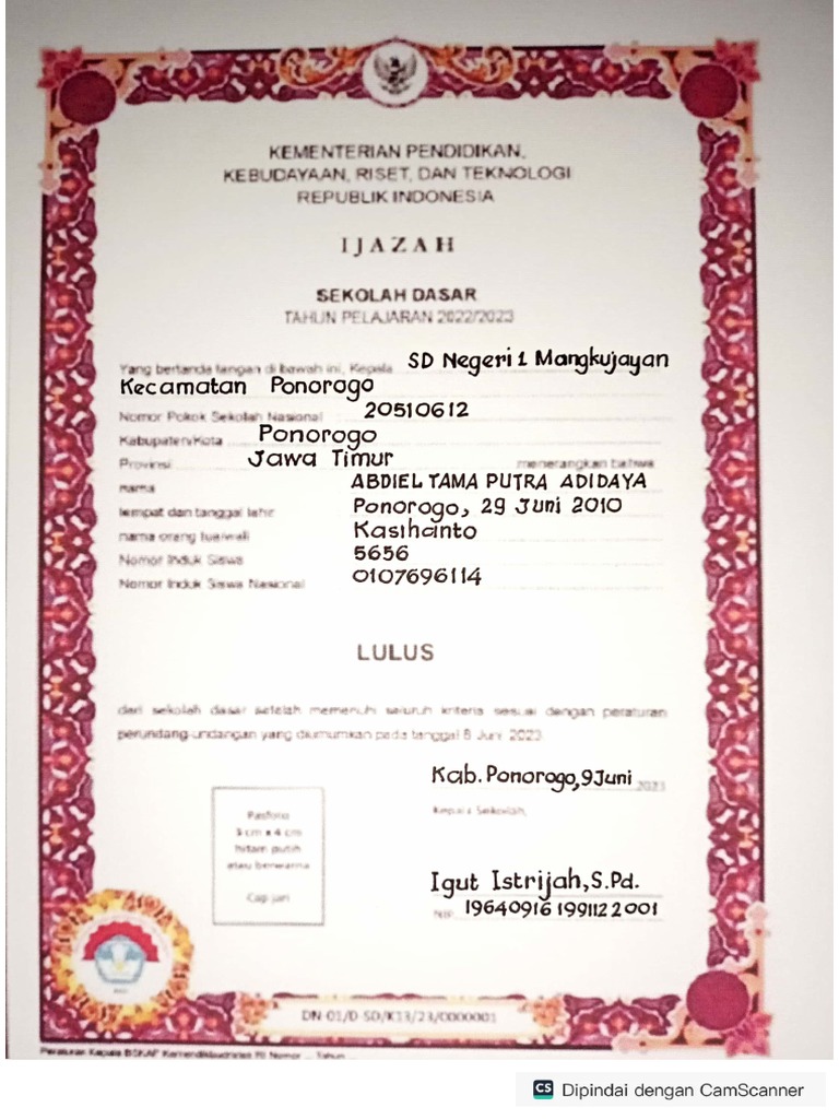 Contoh Penulisan Ijazah | PDF