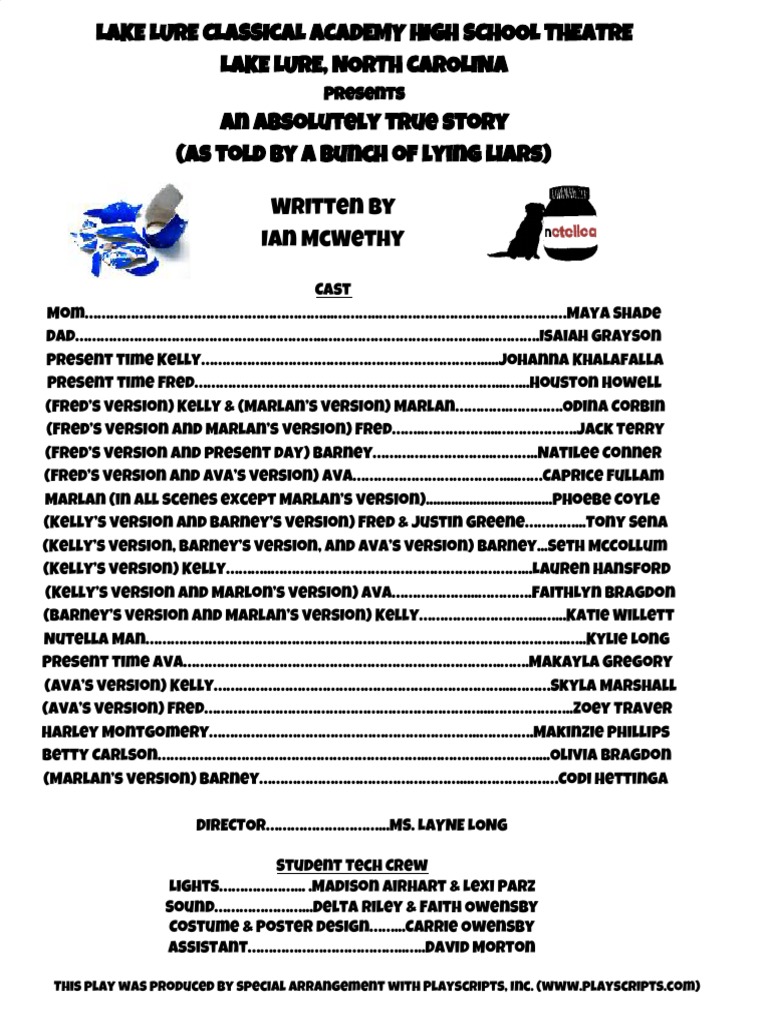 NCTC 2019-2020 Program An Absolutely True Story (As Told... Lying Liars) | PDF