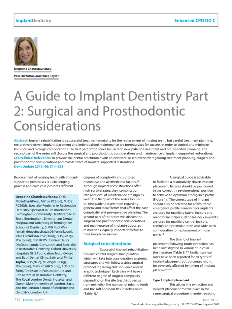 A Guide To Implant Dentistry Part 2 Surgical and Prosthodontic Considerations | PDF | Dental ...
