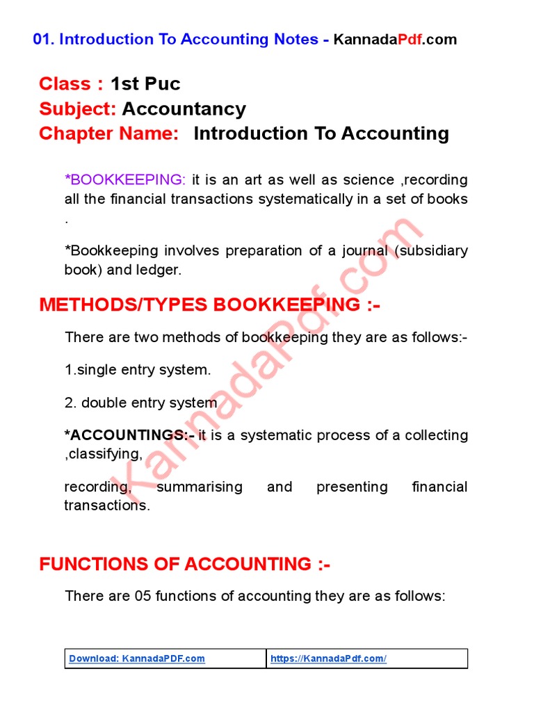 Introduction To Accounting Notes | PDF
