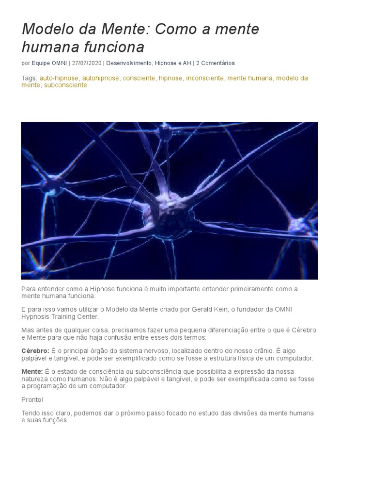Modelo da Mente Humana Explicado | PDF | Mente | Emoções