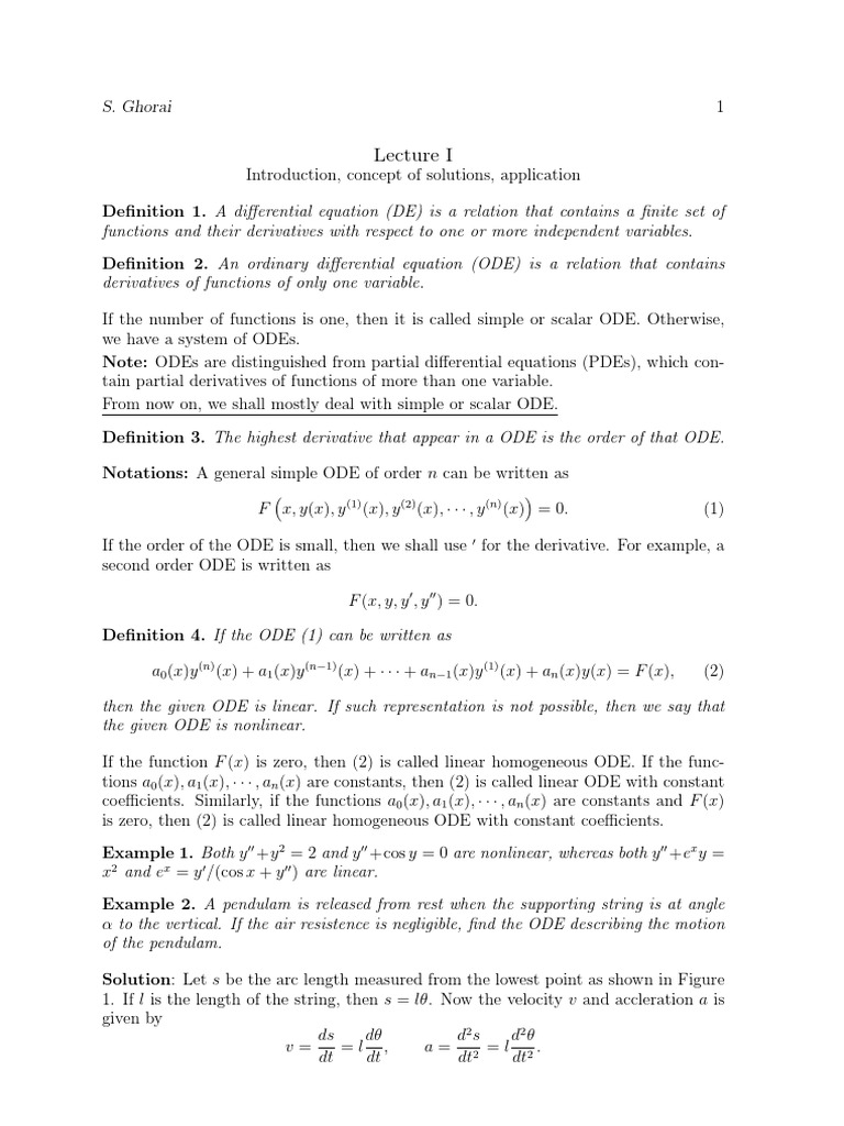 Nonlinear ODEs: Definitions and Examples | PDF