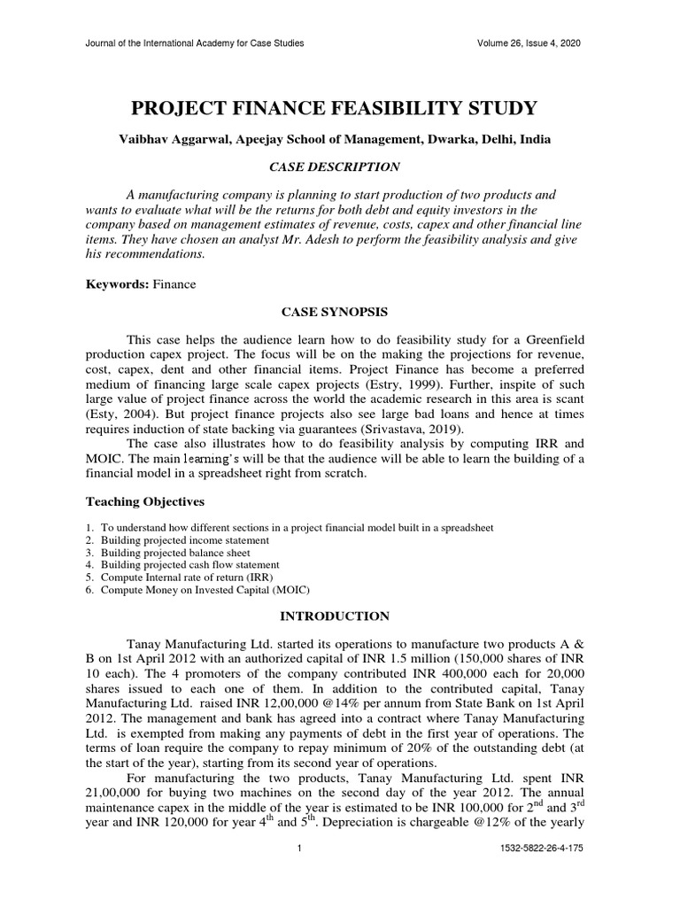 Project-Finance-Feasibility-Case Study | PDF