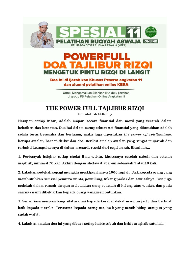 Amalan Spiritual Menarik Rezeki | PDF | Kajian Bahasa Asing