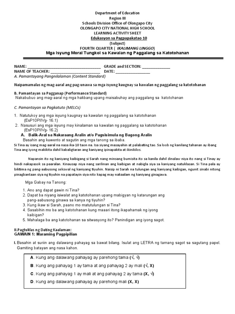 LAS G10 Q4 Week 5 | PDF