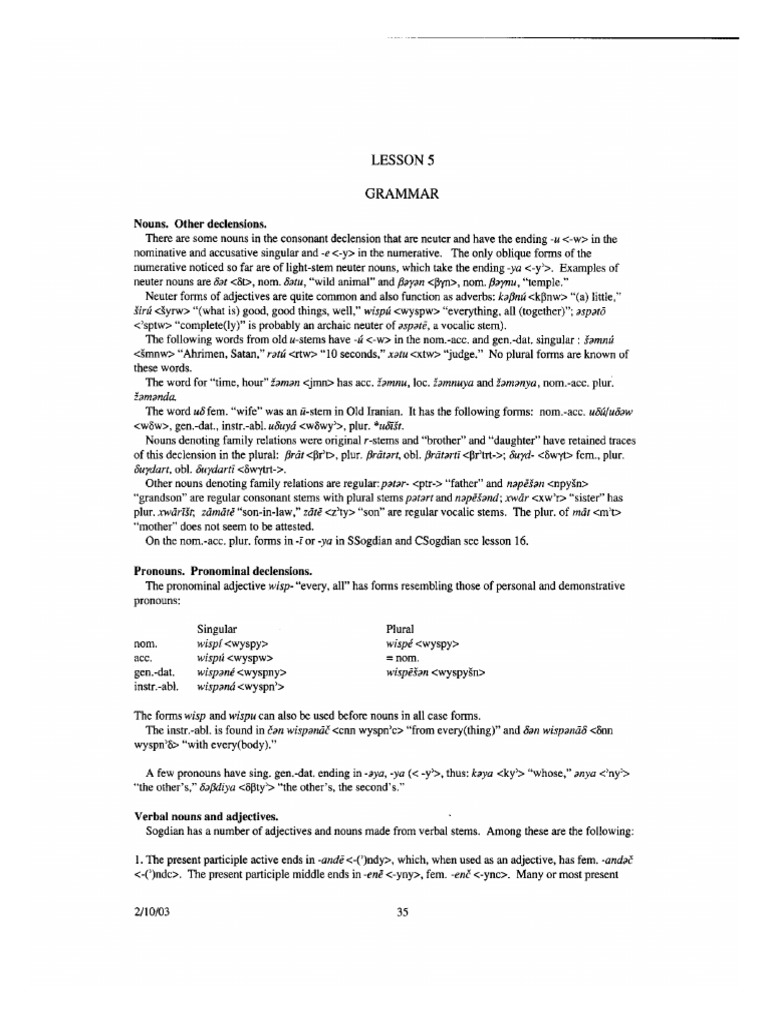 Introduction To Manichaean Sogdian - Lesson5 | PDF