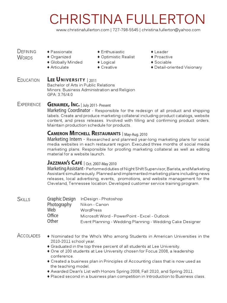 Christina Fullerton Resume | PDF | Business