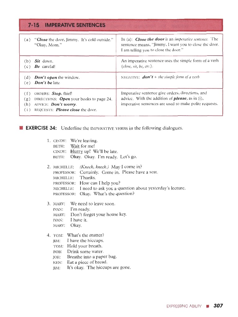 IMPERATIVE VERBS Betty Azar Basic Grammar | PDF